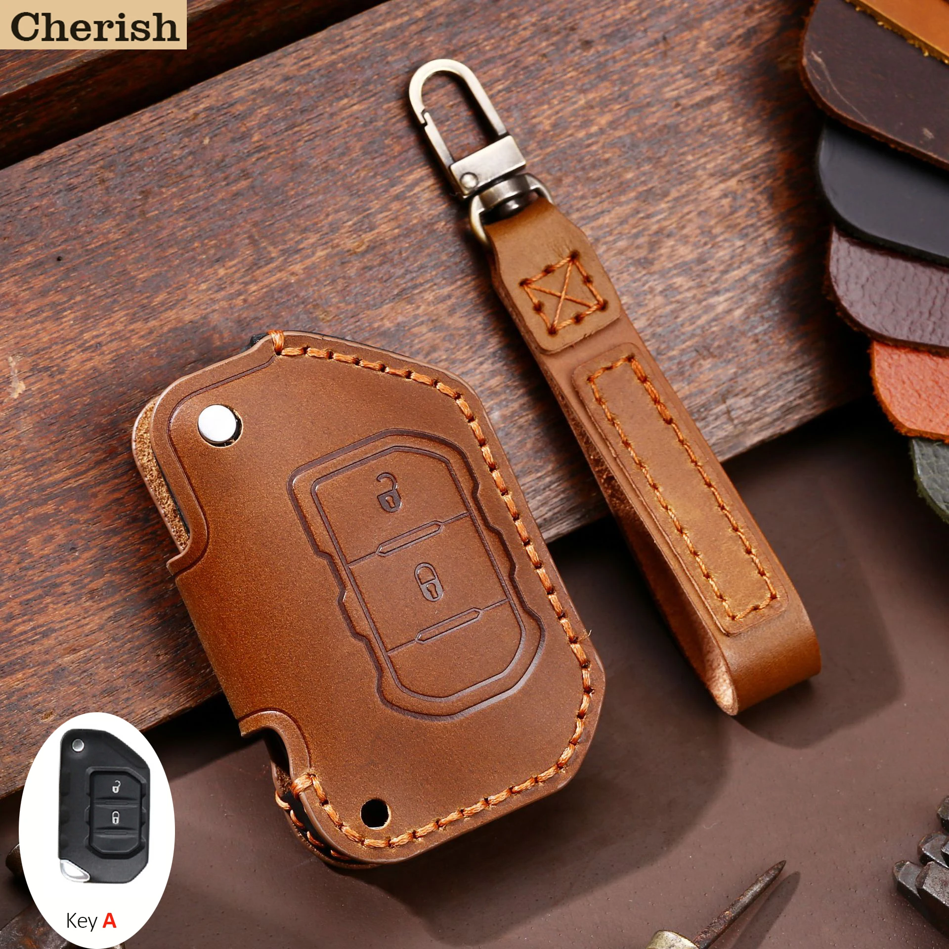 Cherish-Leather-Car-Key-Case-Key-Cover-Business-Handmade-Key-Bag-Shell ...