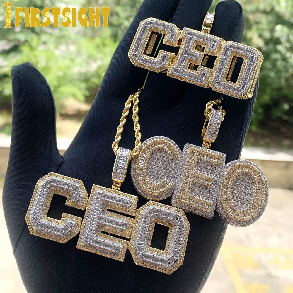 2022 New Iced Out Bling Cz Ceo Necklace Two Tone Color Cubic Zirconia ...