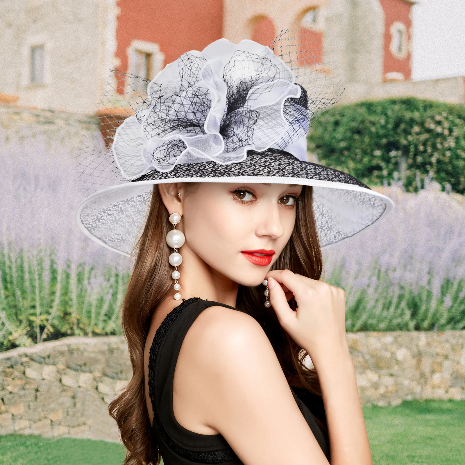 Lace-Organza-Church-Hats-Women-Elegant-Sun-Hats-Fascinator-Hat-With-Headbands-Hairpin-Luxury ...