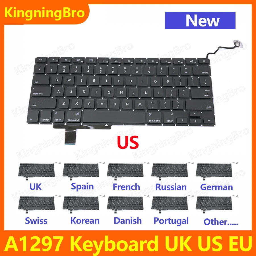 New-For-Macbook-Pro-17-A1297-Replacement-Keyboard-UK-US-Spain-French ...
