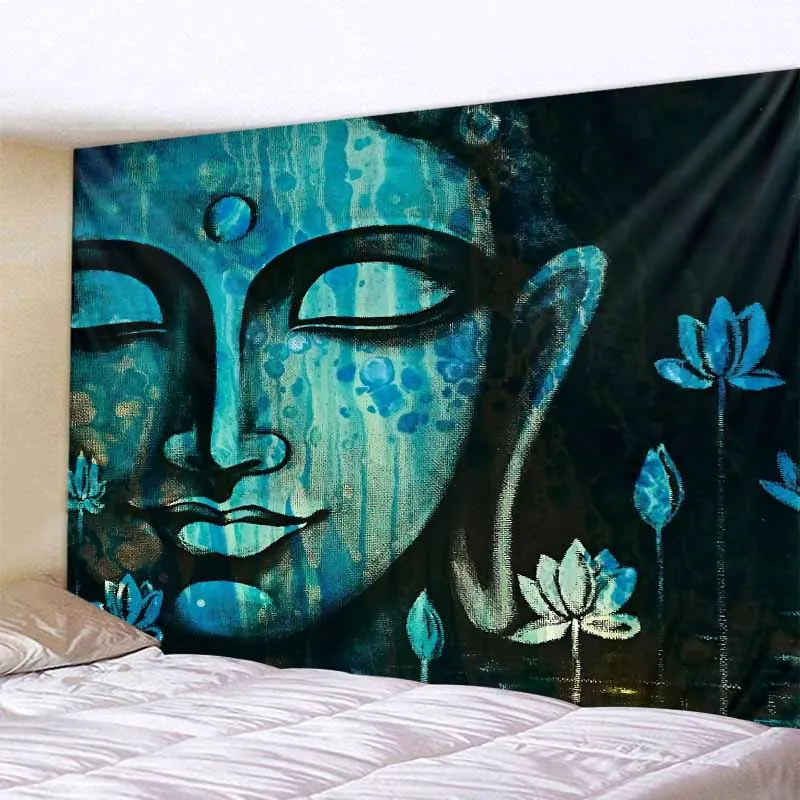 Tapisserie murale suspendue d'art de bouddha indien, décoration murale de salle de méditation ...