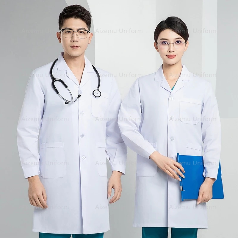 Hospital Clinical doctor work clothes men Women white Medical Uniform ...