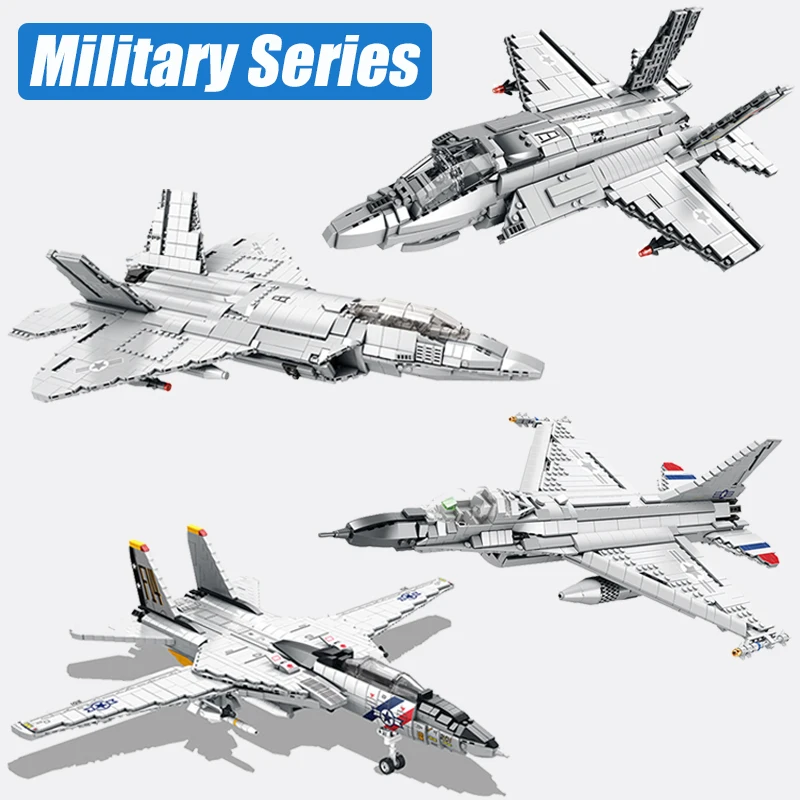 MOC-Military-Series-Jump-Jets-F14-F16-F18-F22-F35-Aircraft-Building ...