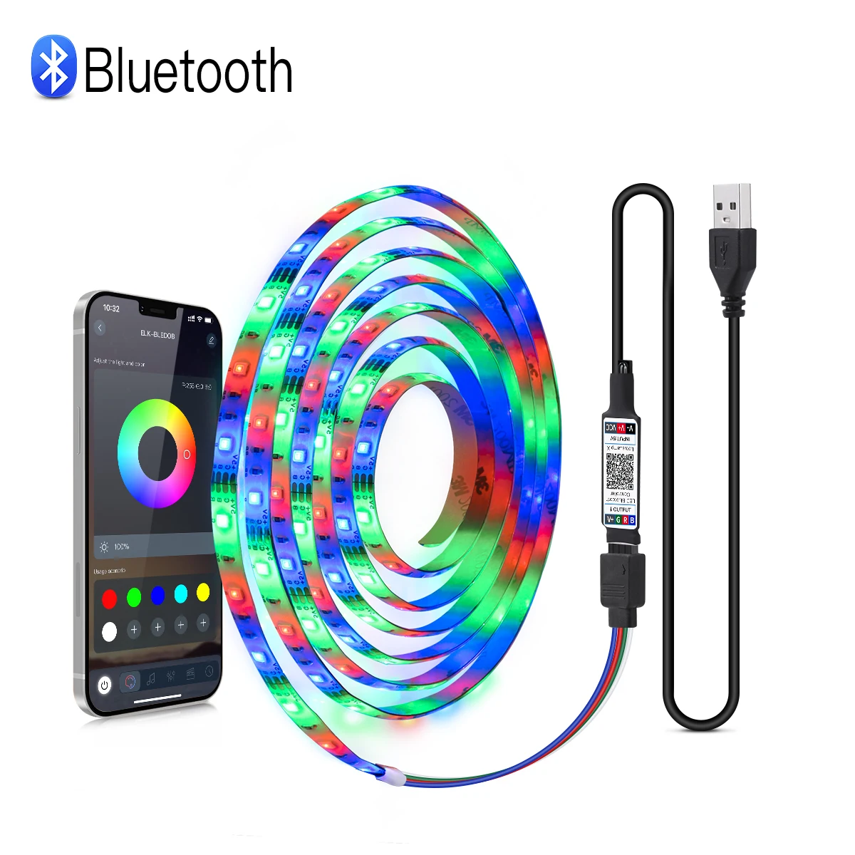 USB-5V-LED-Strip-Light-Bluetooth-Remote-Control-2835-RGB-LED-Light-Tape ...