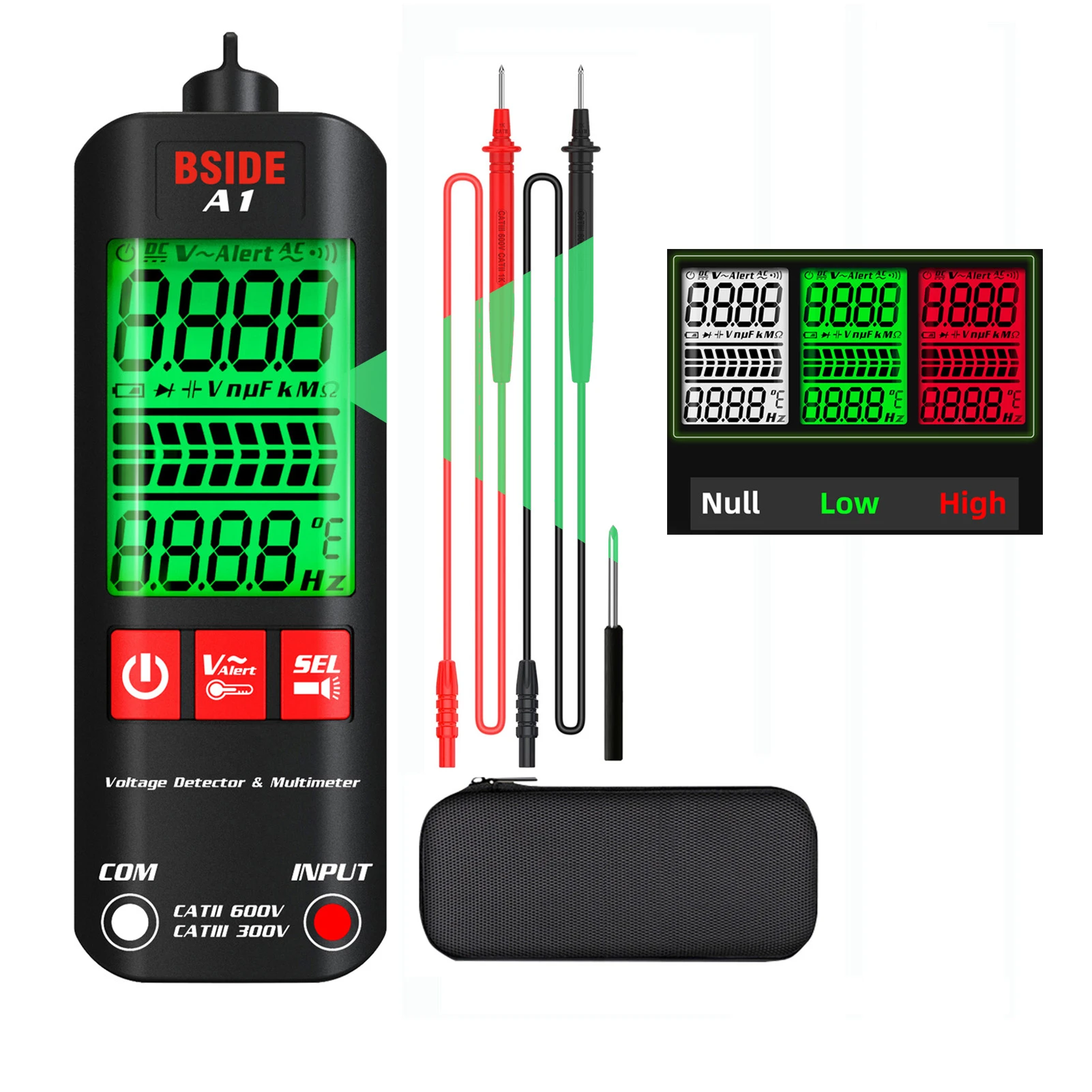 BSIDE A1/A5 2000 Counts Multimeter LCD Digital Tester Voltage Detector ...