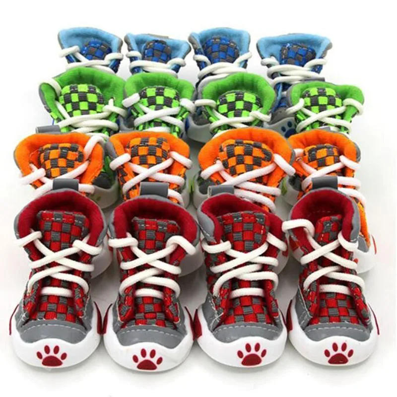Fashion-4pcs-set-Pet-Dog-Shoes-Small-Dog-Puppy-Boots-Paw-Style-Weave ...