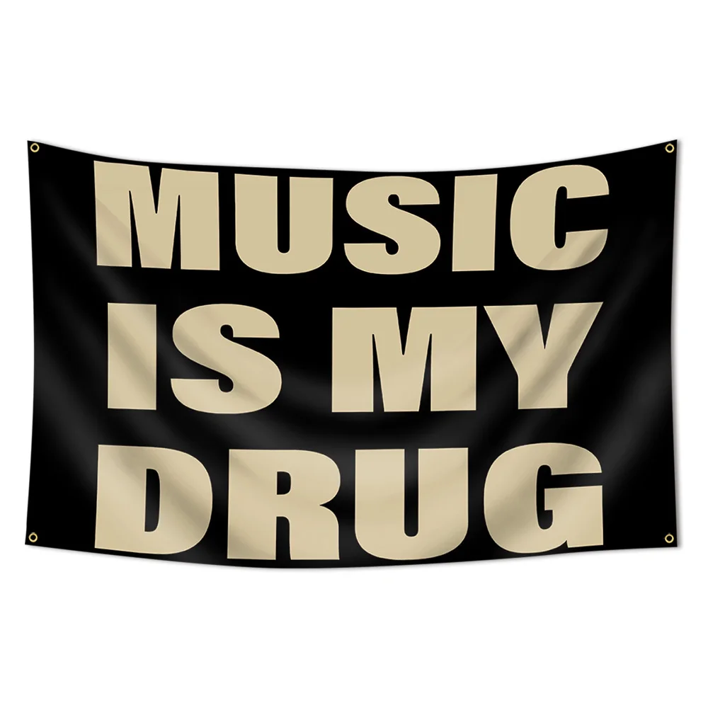 MUSIC IS MY ADDICTION Funny Banner - Multi-size Wall Decoration for ...
