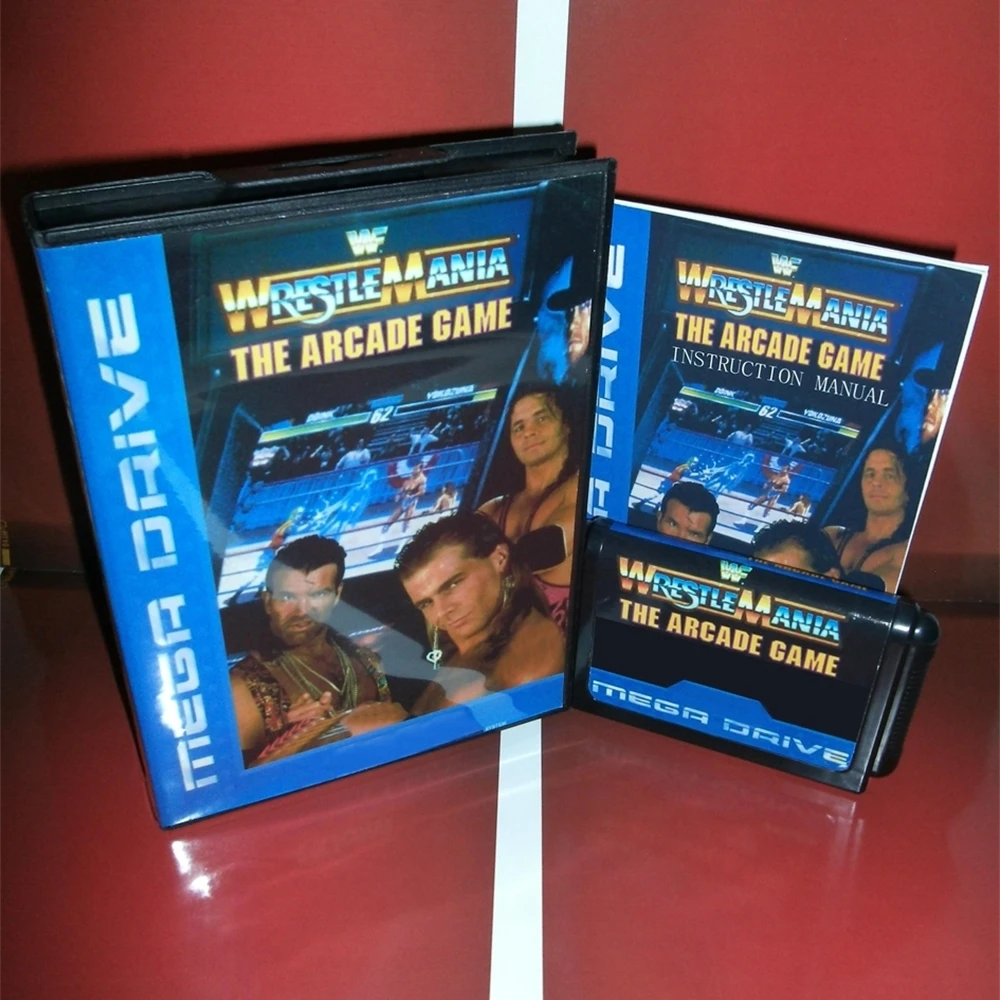 New-Arrival-Wrestle-Mania-16bit-MD-Game-Card-With-Retail-Box-Manual ...
