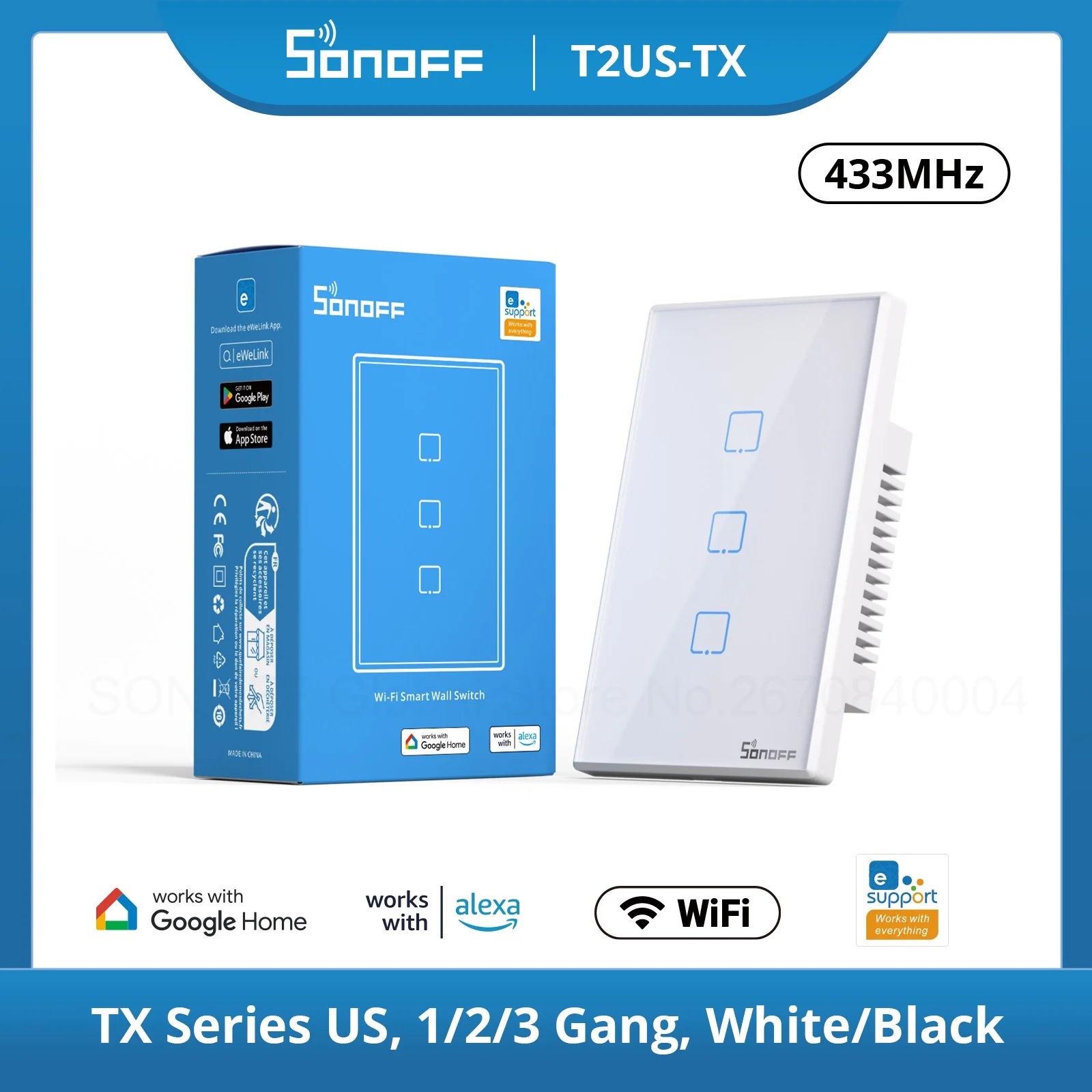 SONOFF-TX-US-Wall-Smart-Switch-433Mhz-RF-Remote-Control-Timer-Schedule ...