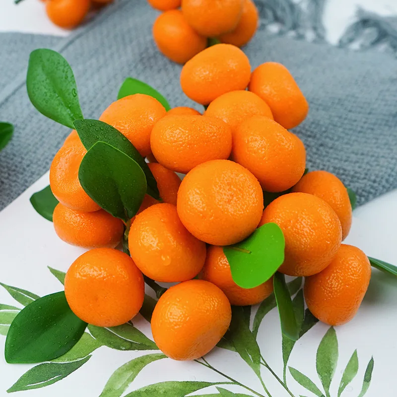 High Simulation Fruit False Orange with Branches and Leaves Small ...
