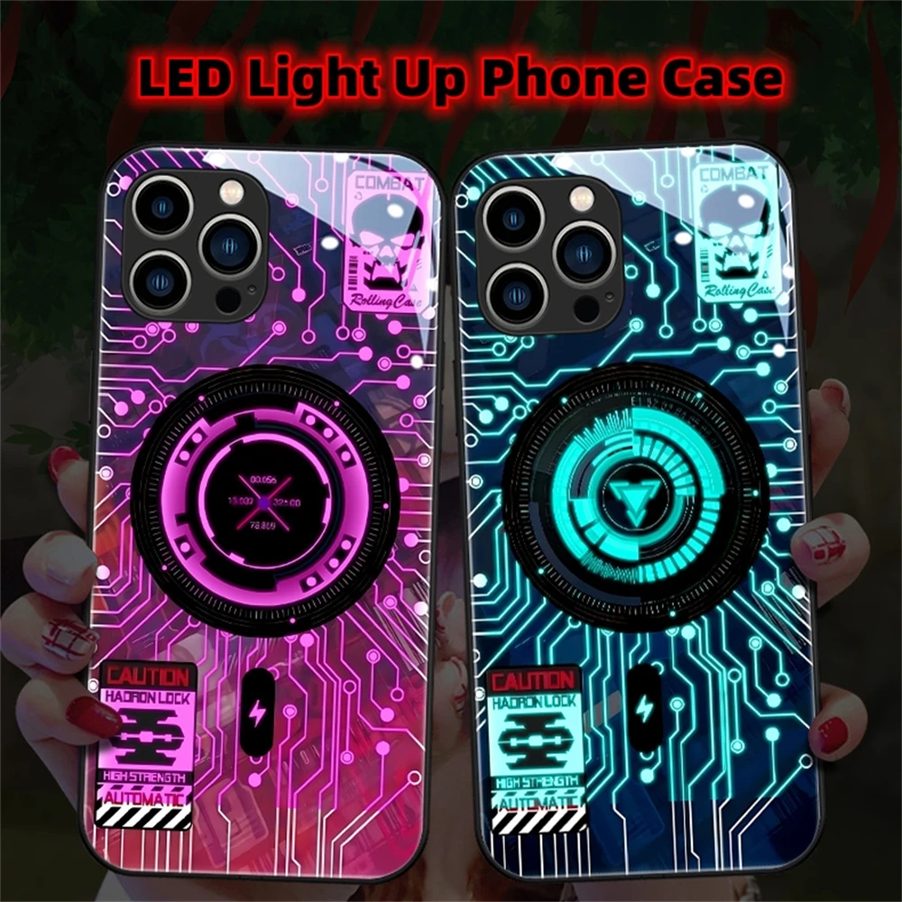 Punk-Circuit-Design-LED-Phone-Case-Flash-Glass-Cover-For-XiaoMi-13-12 ...