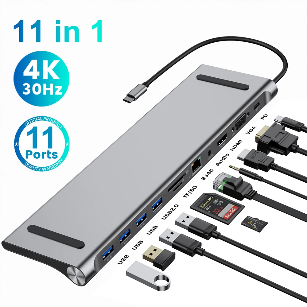 Usb C 허브 유형 C 어댑터 다중 Usbc 3.0 분배기 Otg Hdmi RJ45 허브 3 0 Macbook air Pro ...