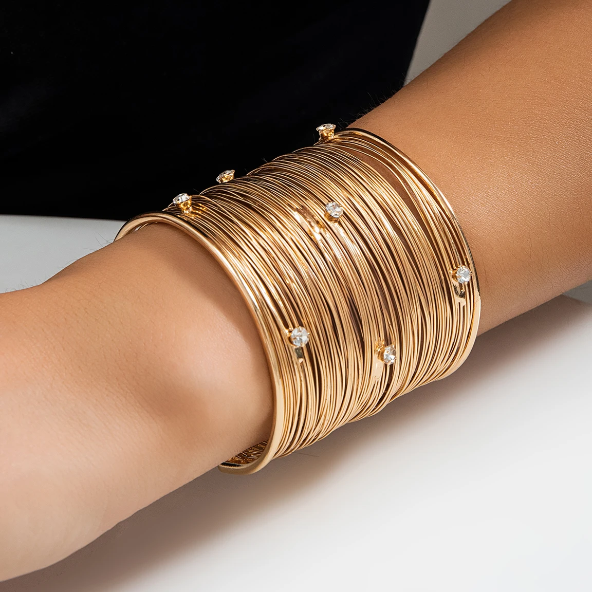 Multilayer-Metal-Wires-Strings-Open-Cuff-Bangles-for-Women-Exaggerated ...