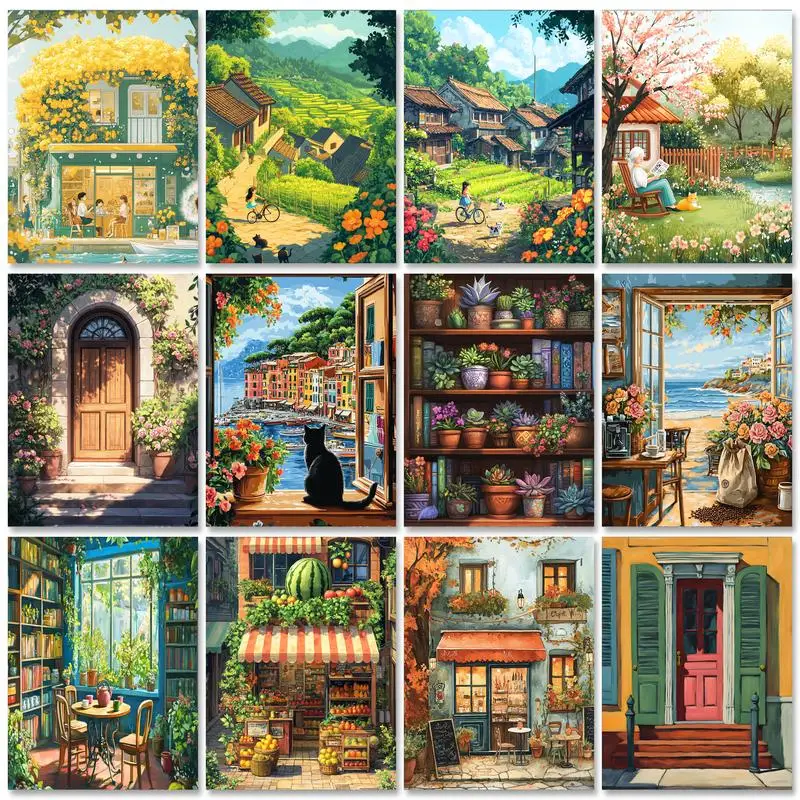 RUOPOTY Frame Painting By Numbers For Adults Landscape Diy Gift Wall ...
