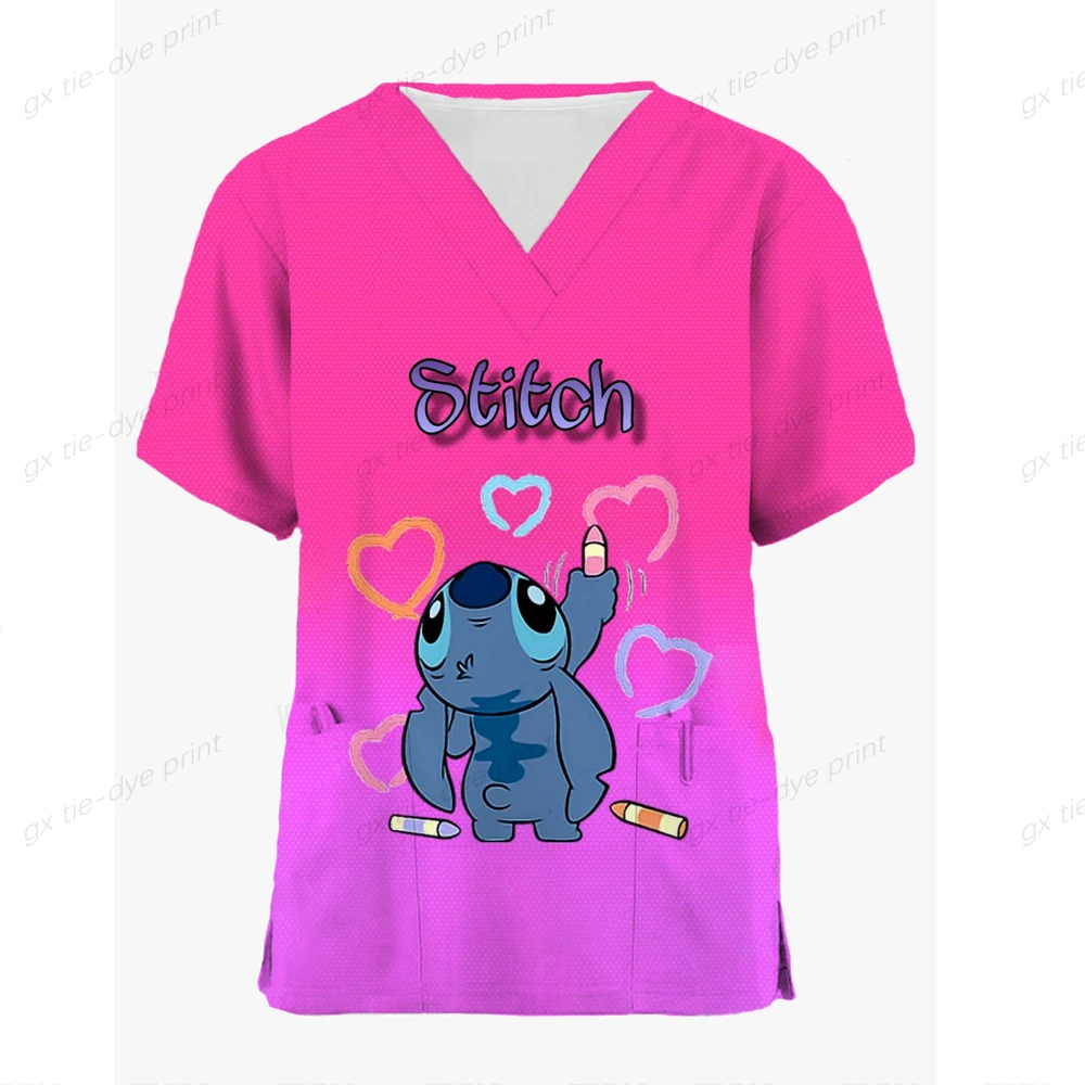 Disney-Stitch-Women-Scrub-Top-With-Pockets-V-Neck-Print-Scrub-Uniforms ...