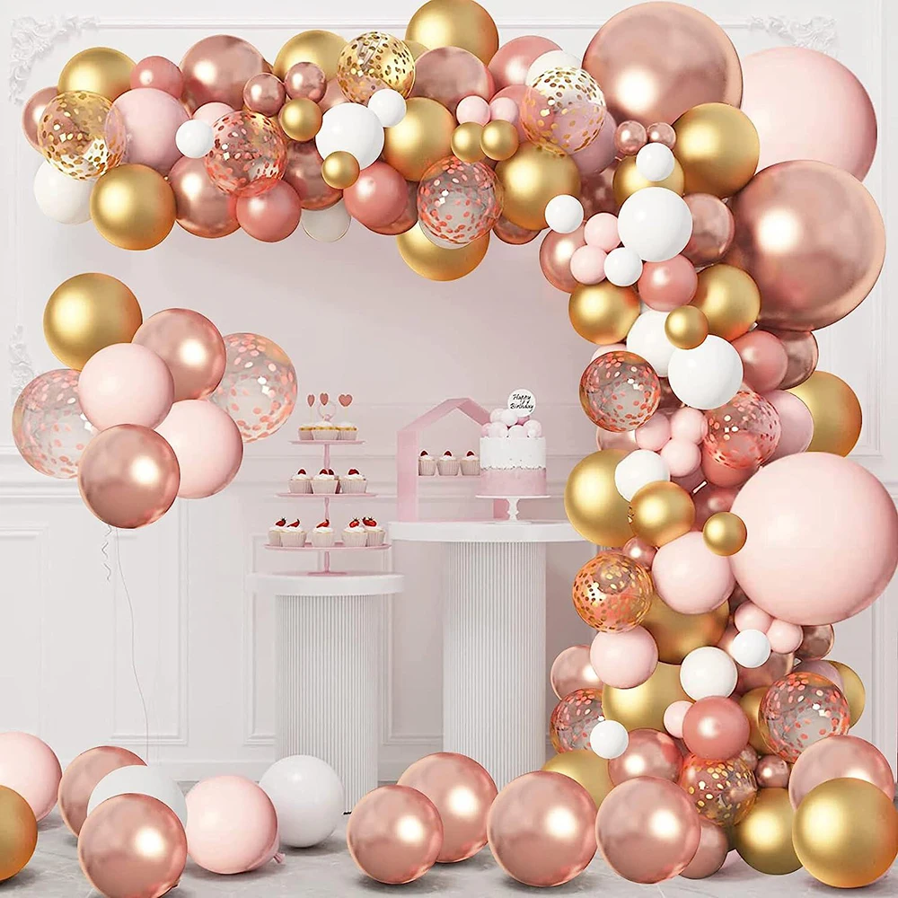 Rose-Gold-Balloons-Garland-Arch-Kit-Pink-Gold-Confetti-Balloons-Wedding ...