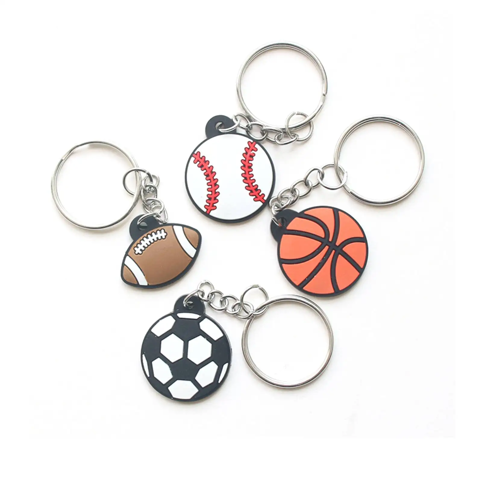 Football Basketball Sports Keychain for Women Men PVC Jewelry Soccer ...