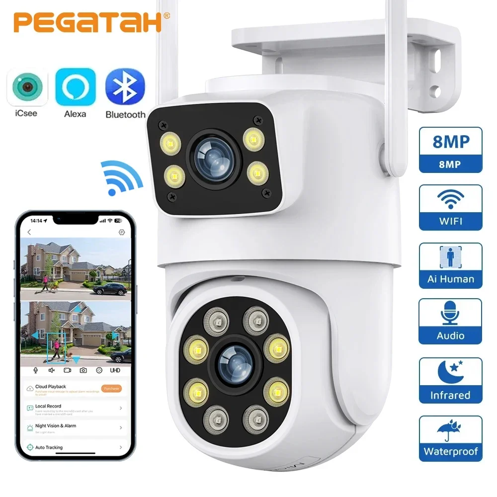 PEGATAH-4K-8MP-Wifi-Camera-PTZ-Outdoor-Dual-Screens-Human-Detection ...