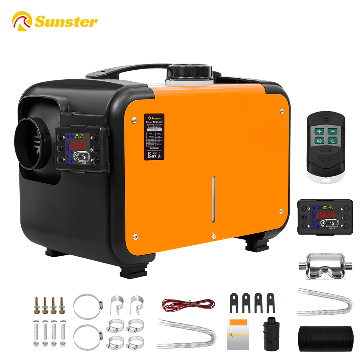 Sunster12V/24V Heater For Car 8KW Diesel Air Heater With Silencers LCD ...