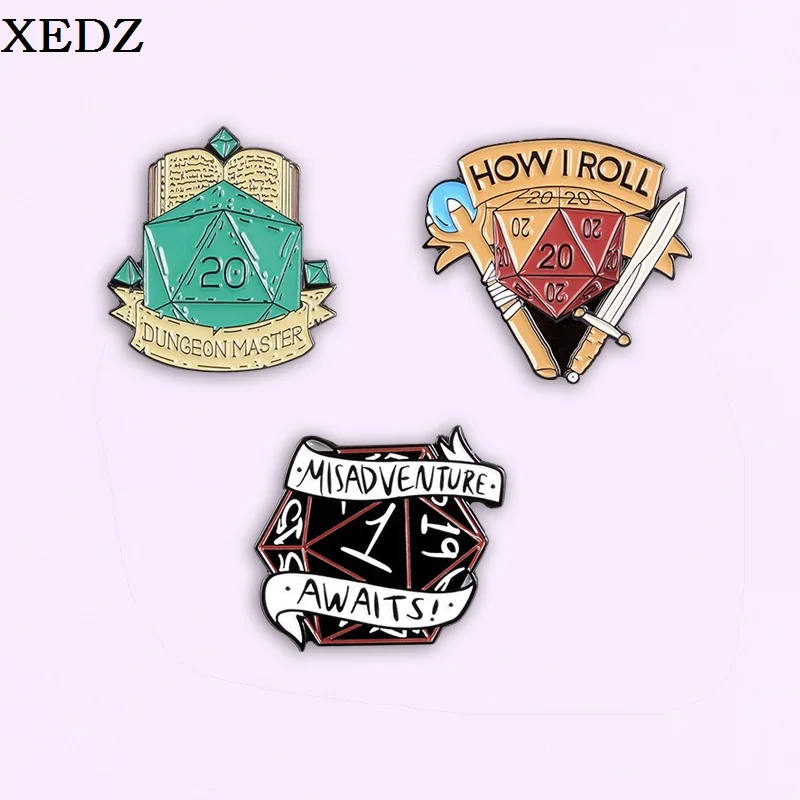 D20-Face-Dice-Enamel-Pin-Dungeon-Master-Metal-Brooch-Dice-Game-Lapel ...