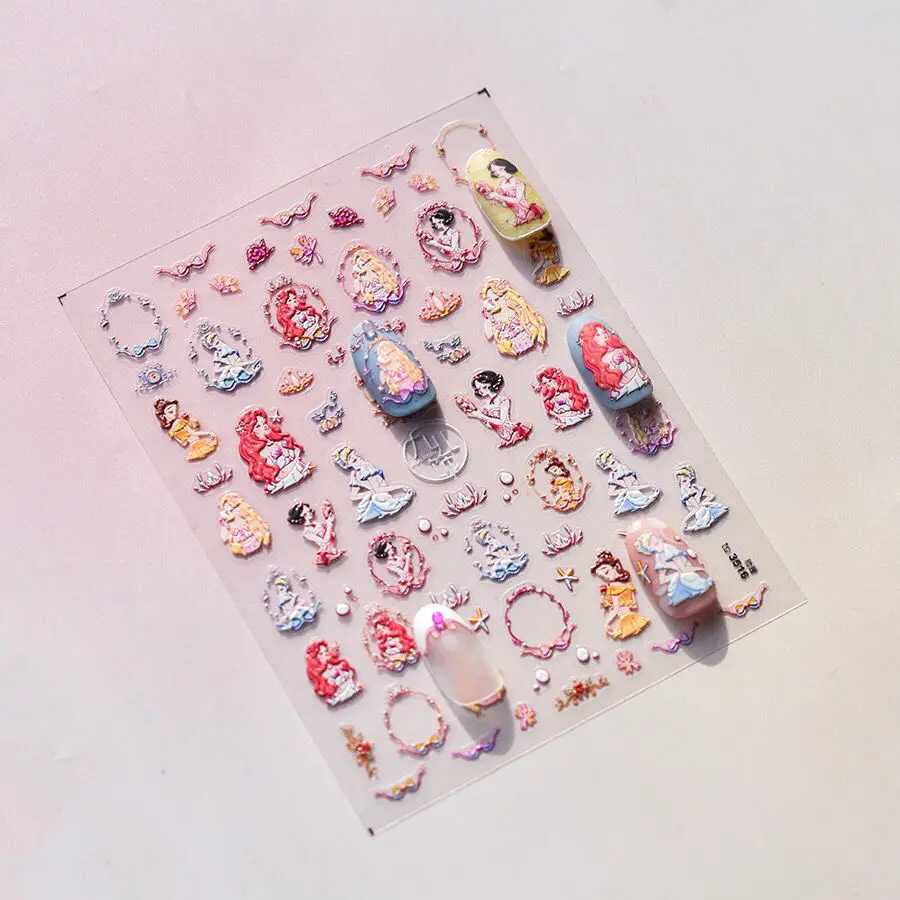 Pegatinas-de-u-as-de-dibujos-animados-de-Anime-Blancanieves-Cenicienta ...