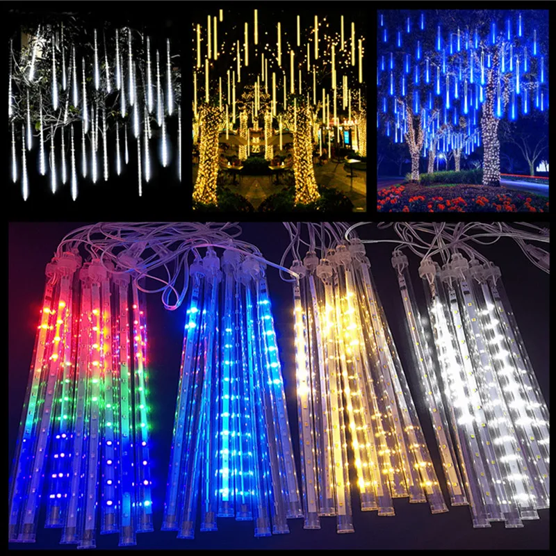 8 Tubes Led Meteor Shower Rain String Lights Waterproof Falling ...