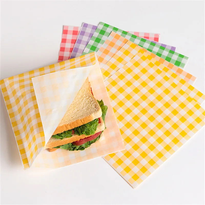 100Pcs Oil Proof Paper Bag Sandwich Baking Package Takeaway Food Coated ...