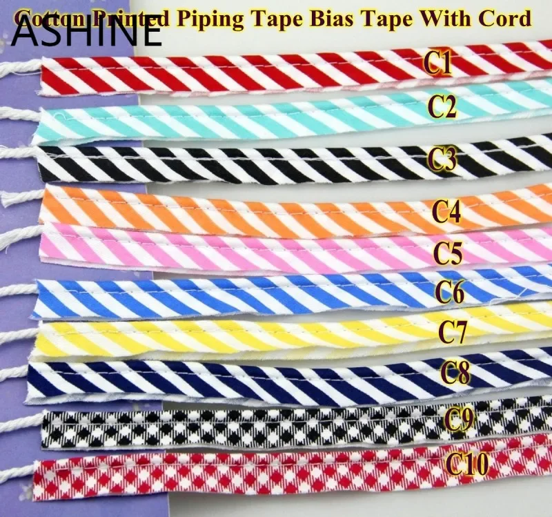 Grid Stripe Cotton Bias Cord Tape Flange Piping Trim Binding Covered ...
