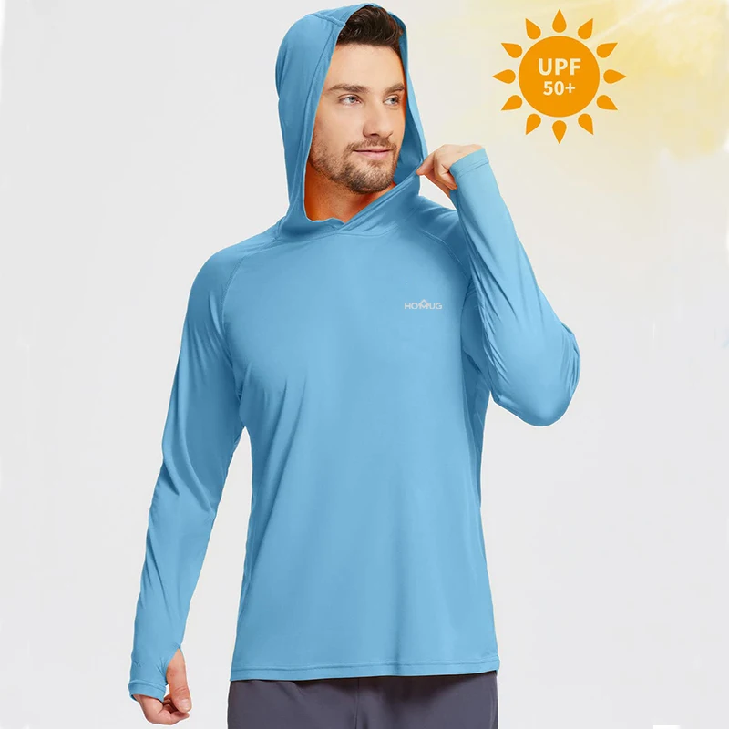 Men's Shirts UPF 50+ Sun Protection Hoodie Long Sleeve SPF/UV Quick Dry Lightweight Fishing ...