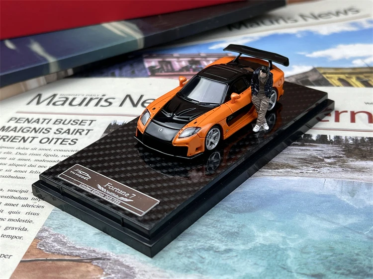 YM 시뮬레이션 수지 합금 정적 자동차 모델 장난감 선물, 마쓰다 RX7 베일사이드 포툰 7 JDM, 399 개 한정, 1:64 ...