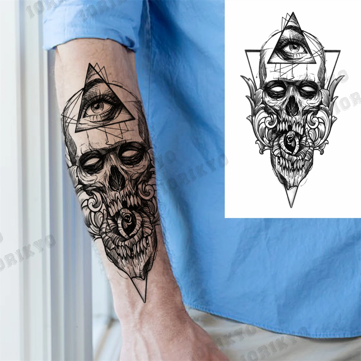 Skull And Rose Tattoos For Men