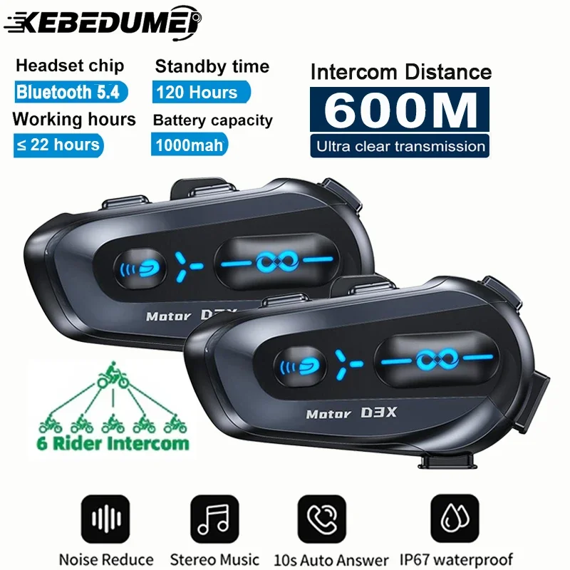V5.4 Motorcycle Helmet Intercom 600M Half Duplex Interphone ...