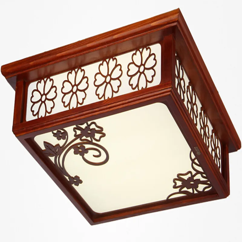 Oriental Chinese/japanese Style Ceiling Lamp Led Mahogany Finish Wooden ...