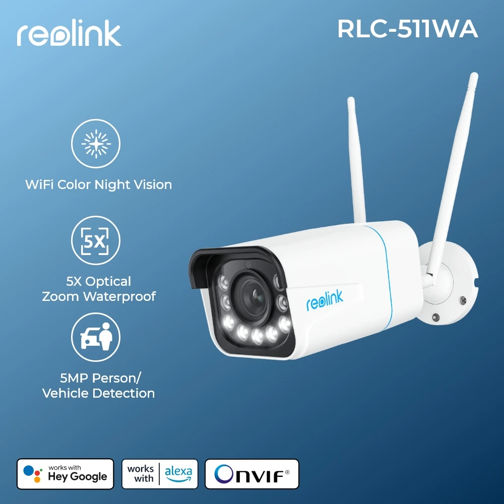 Reolink 5MP 2.4G/5Ghz WiFi Camera Human/Car Detection 5X Optical Zoom ...