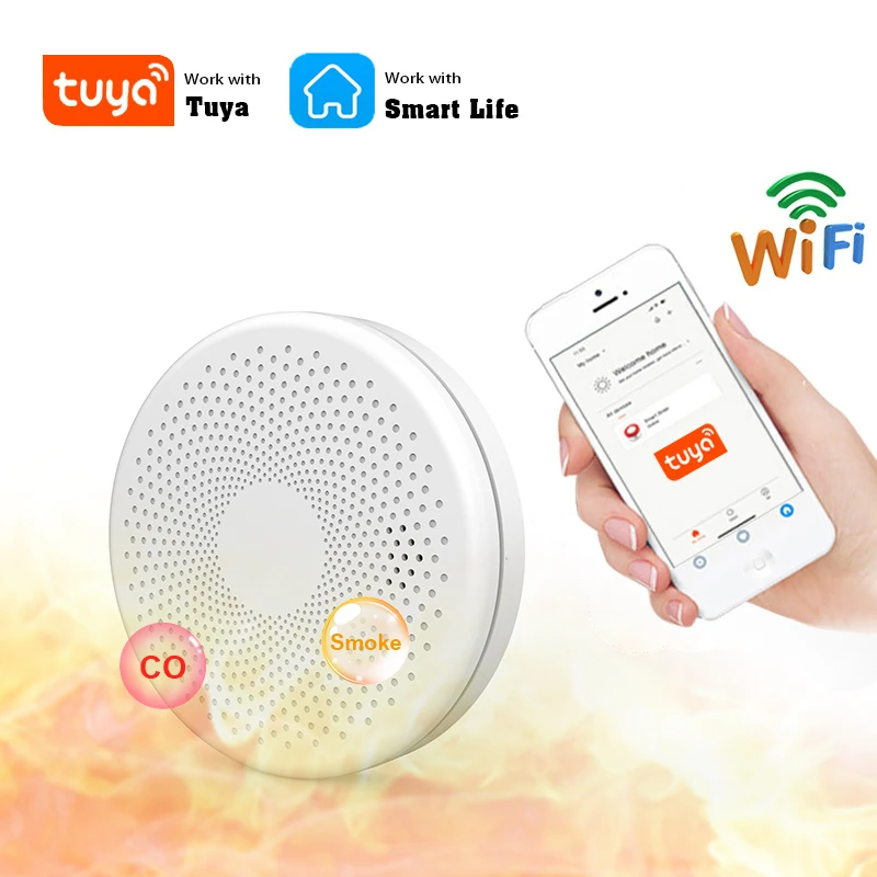 2 In 1 Version Wifi Function Tuya And Smart Life Smoke Detector Sensor ...