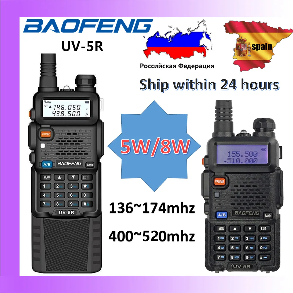 2024-Baofeng-UV-5R-5W-8W-Walkie-Talkie-Long-Range-Walkie-Talkie-FM ...