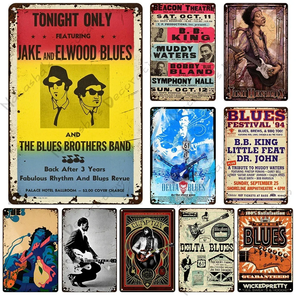Classic Blues Metal Tin Sign Home Bar Wall Decor Signs Rusty Metal ...