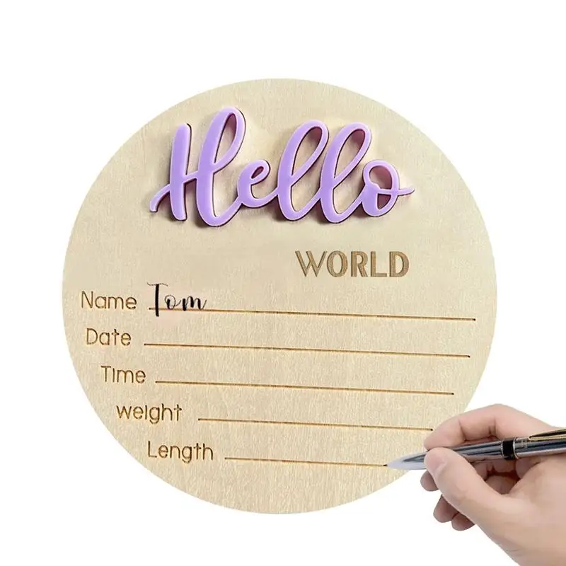Baby Announcement Sign Wooden Birth Baby Announcement Sign Birth Baby ...