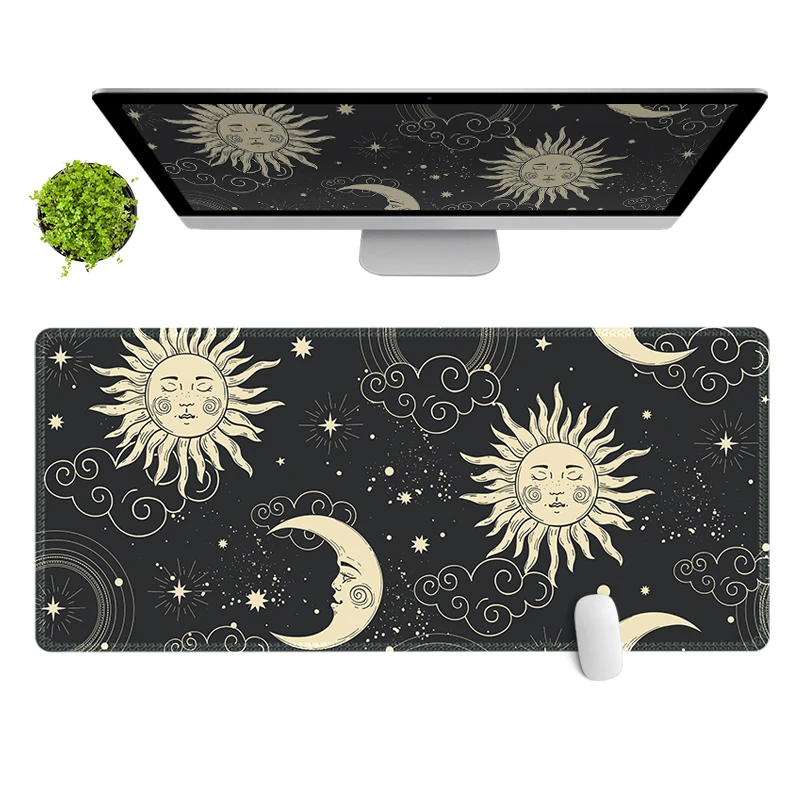 Black-Gaming-Mouse-Pad-Sun-and-moon-Pattern-XXL-Large-Mouse-Mat-Non ...