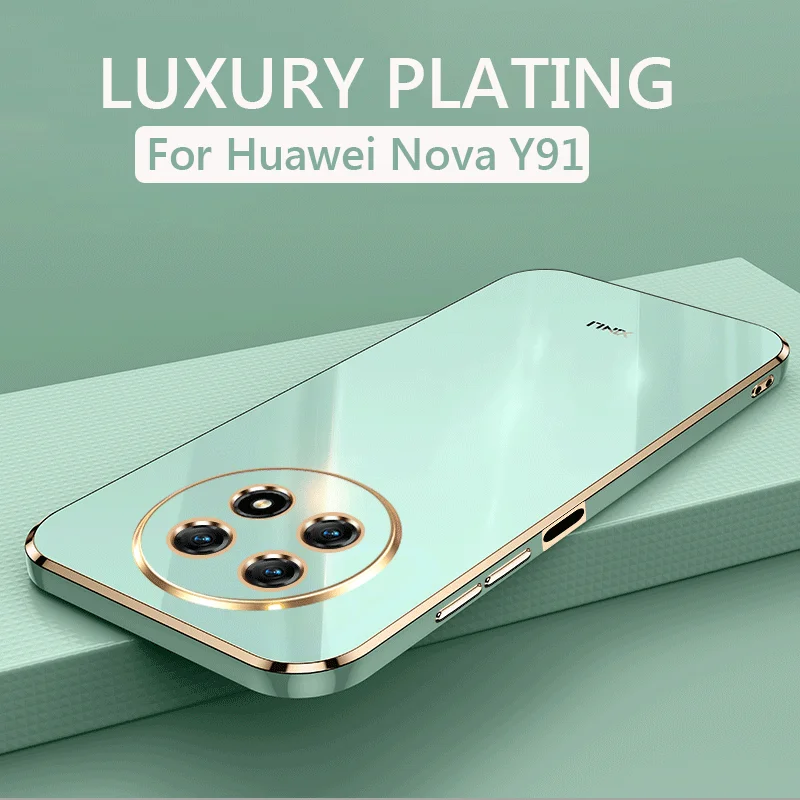Luxury Square Plating Phone Case On For Huawei Nova Y91 Y71 NovaY91 ...