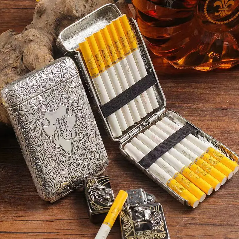 Luxury Vintage Carved Cigarette Case Box Container Pocket Cigarettes ...