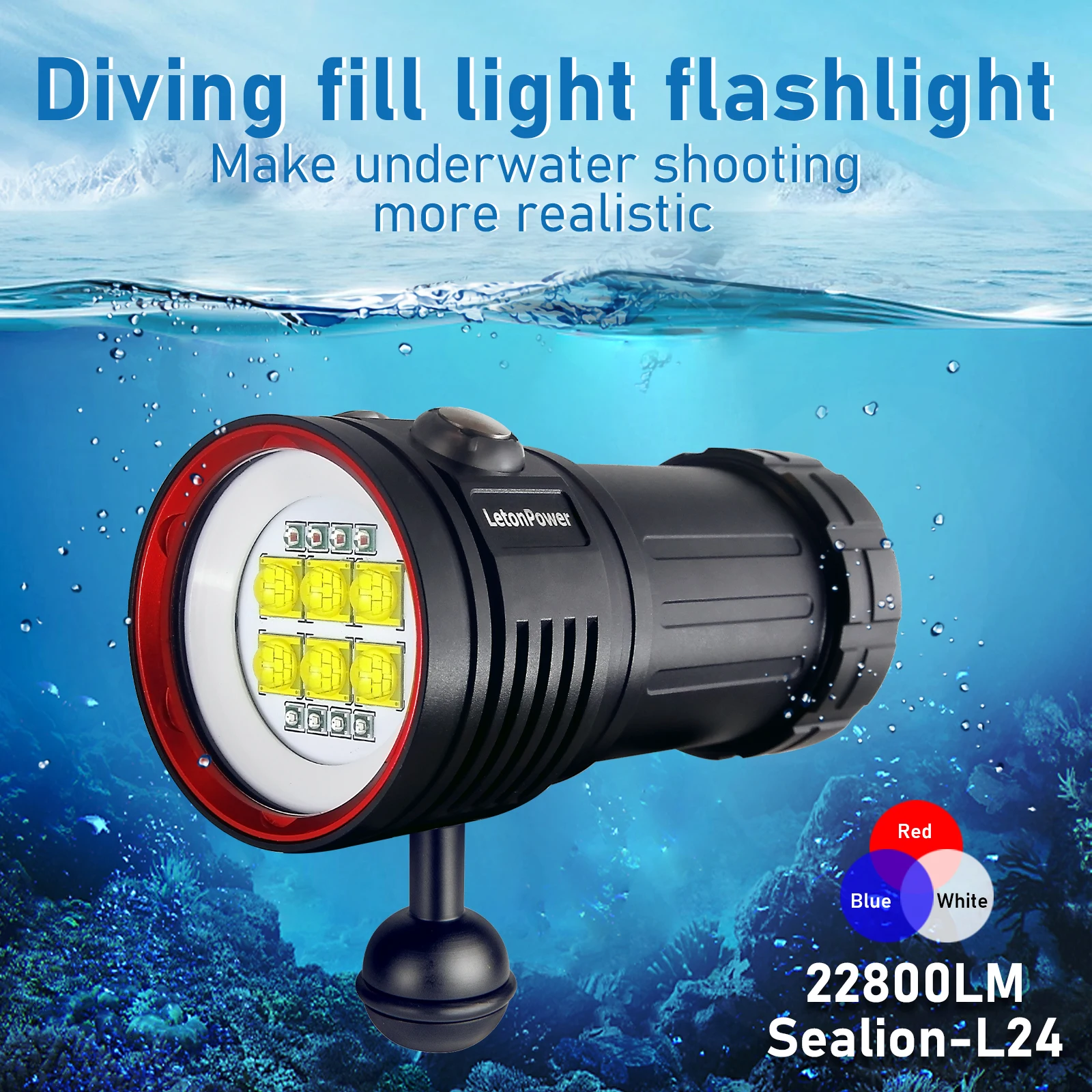 LetonPower-Diving-light-Underwater-scuba-diving-Lighting-100m ...