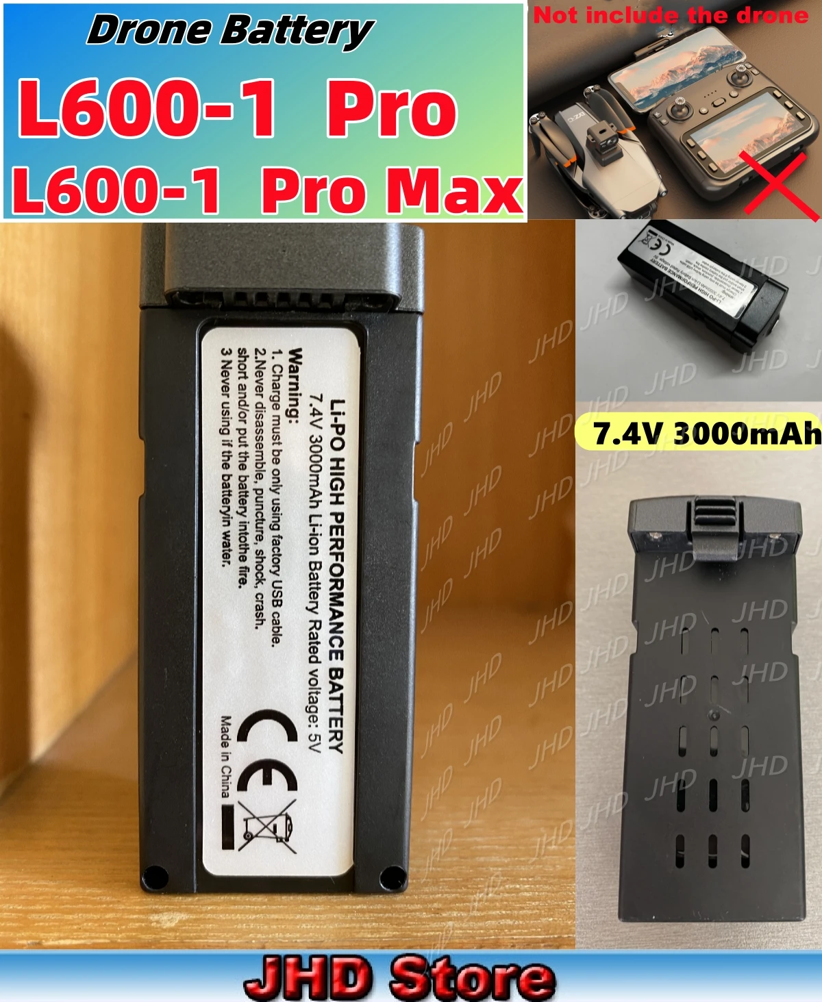 JHD L600-1 PRO Battery LYZRC Original L600-1 PRO MAX Battery 7.4V ...