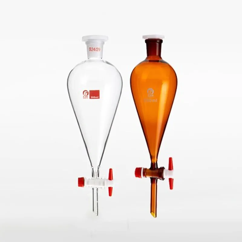 1pc Brown and Transparent Lab Glass Pear-Shaped Separatory Funnel ...