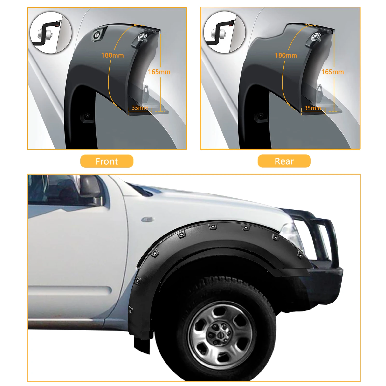 7'' Large Coverage Fender Flares Wheel Arch for Nissan Navara D40 2006 ...