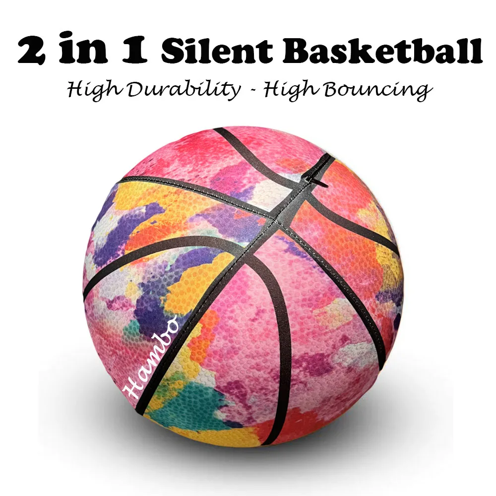 Premium-Silent-Basketball-with-Cover-Airless-Foam-Basketball-Indoor ...
