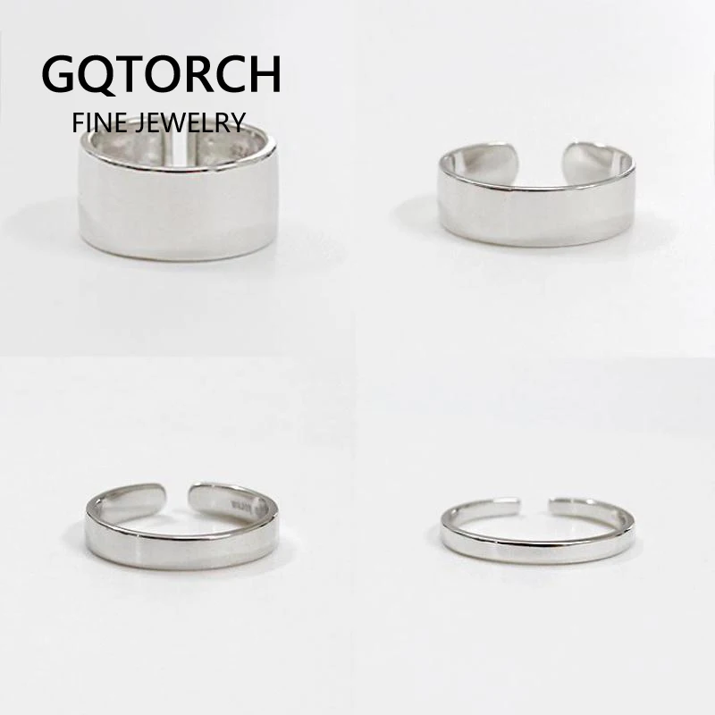 Real Pure 925 Sterling Silver Rings Simple High Smooth Polishing ...