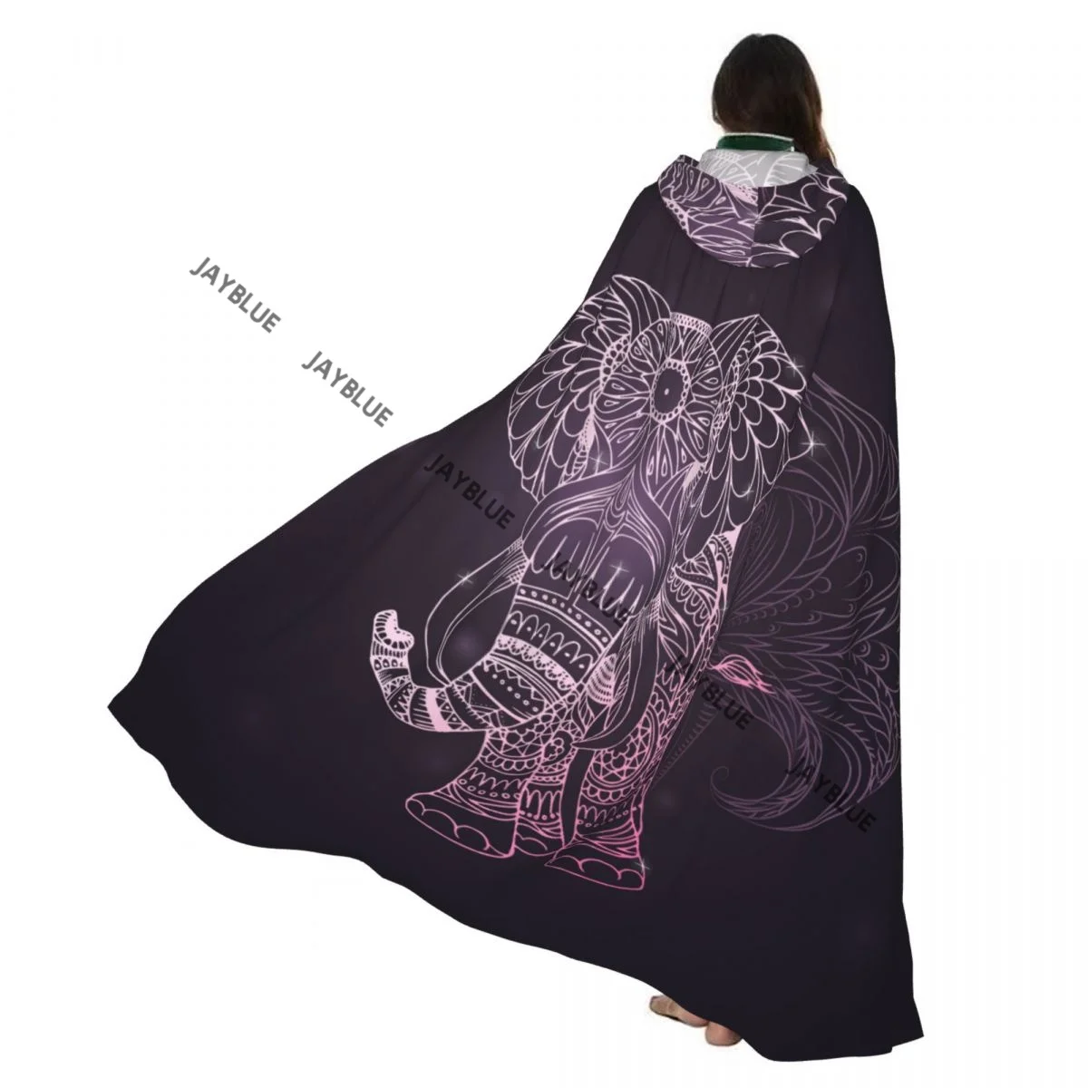 Adult Cloak Cape Hooded Purple Elephant Medieval Costume Witch Wicca ...