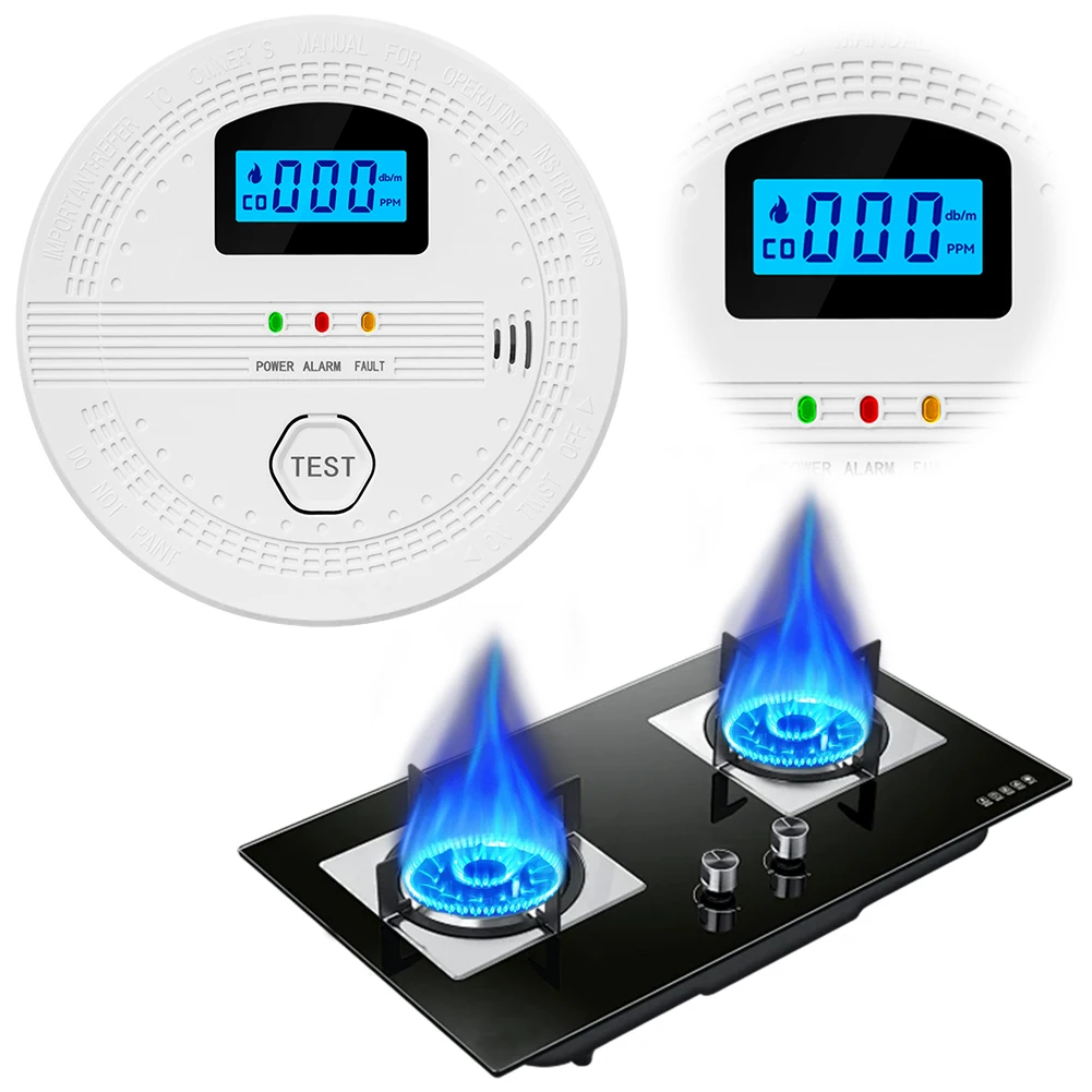 2 In 1 CO and Smoke Detector LCD Digital Display Portable CO Detector ...