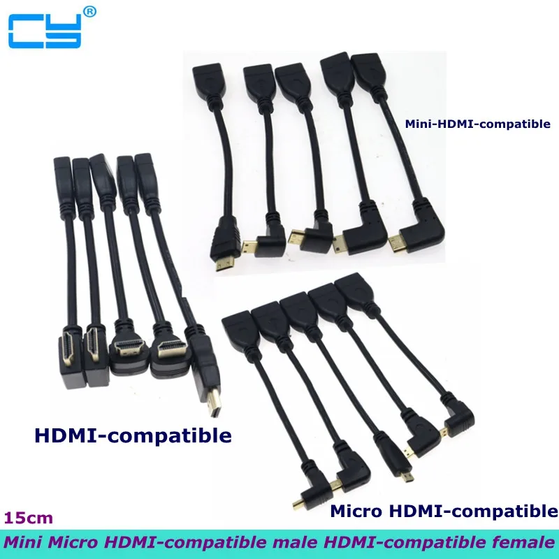 New-HDMI-Compatible-Male-to-Female-Adapter-Mini-Micro-D-Type-90-Degree ...